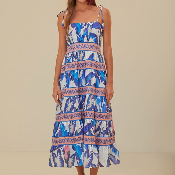 FARM Rio | Dresses | Farm Rio Pink And Purple Tiered Ruffled Sundress ...